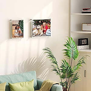 AITEE 8.5x11 Acrylic Picture Frames 2 Pack, Clear Picture Frames for Wall, Modern Frameless picture Frames Lucite Transparent Square Cubes Floating Hanging Photo Frame Gift for Home Office Display