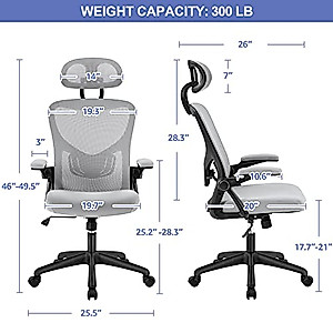 Yaheetech Executive Office Chair Ergonomic Desk Chair High Back Mesh Computer Chair with Lumbar Support Adjustable Armrest, Backrest and Headrest Swivel Chair for Manager Conference Room,Light Gray