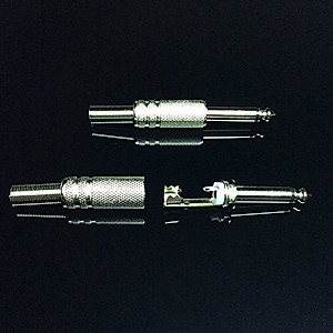 CESS 1/4 Inch TS Audio Phono Tone Male Plug Cable Connector - 1/4" 6.35mm TS Guitar Cable Plug (jcx) (10 Pack)