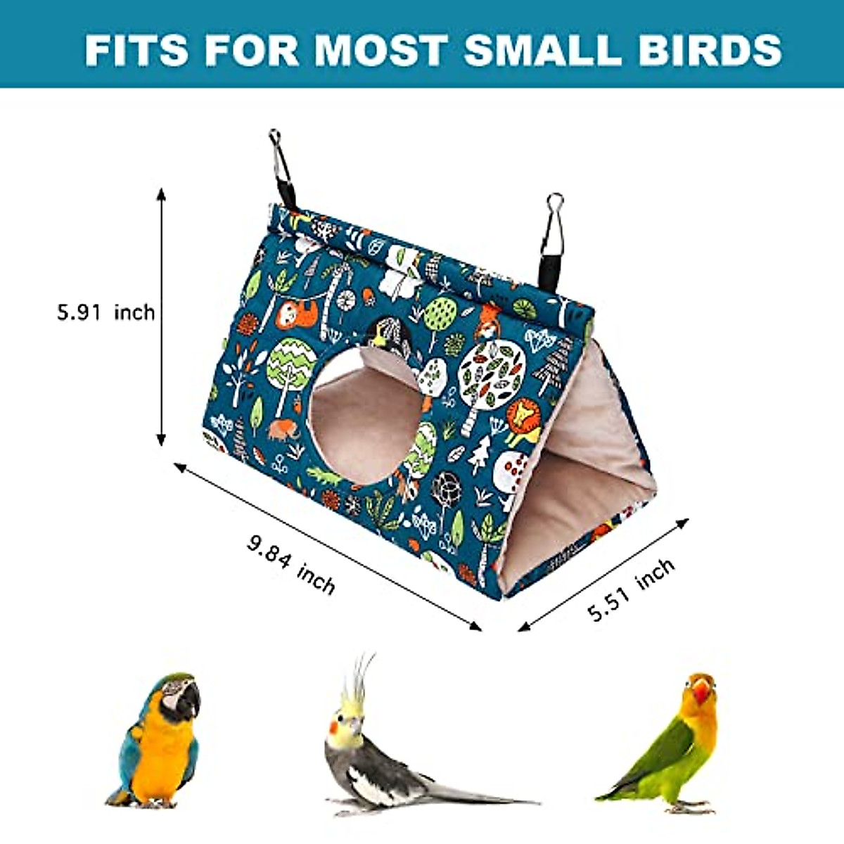 Petmolico Bird Nest Shed Hut House, Warm Hanging Hammock Cage Accessories Snuggle Sleeping Bed Hideaway for Parrot Parakeet Cockatiels Cockatoo Lovebird Finch, Medium Size
