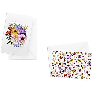 48-Pack All Occasions Cards with Envelopes, 6 Watercolor Floral Peacock Feather Designs, Blank Insides for Anytime, Birthdays, Wedding, 4x6