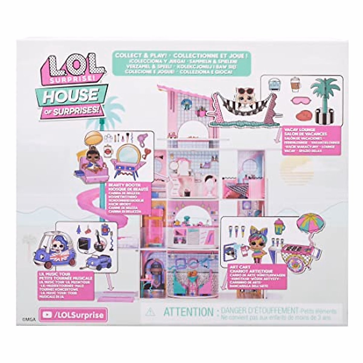 LOL Surprise OMG House of Surprises Vacay Lounge Playset with Leading Baby Collectible Doll with 8 Surprises, Dollhouse Accessories, Holiday Toy, Great Gift for Kids Ages 4 5 6+ Years Old & Collectors