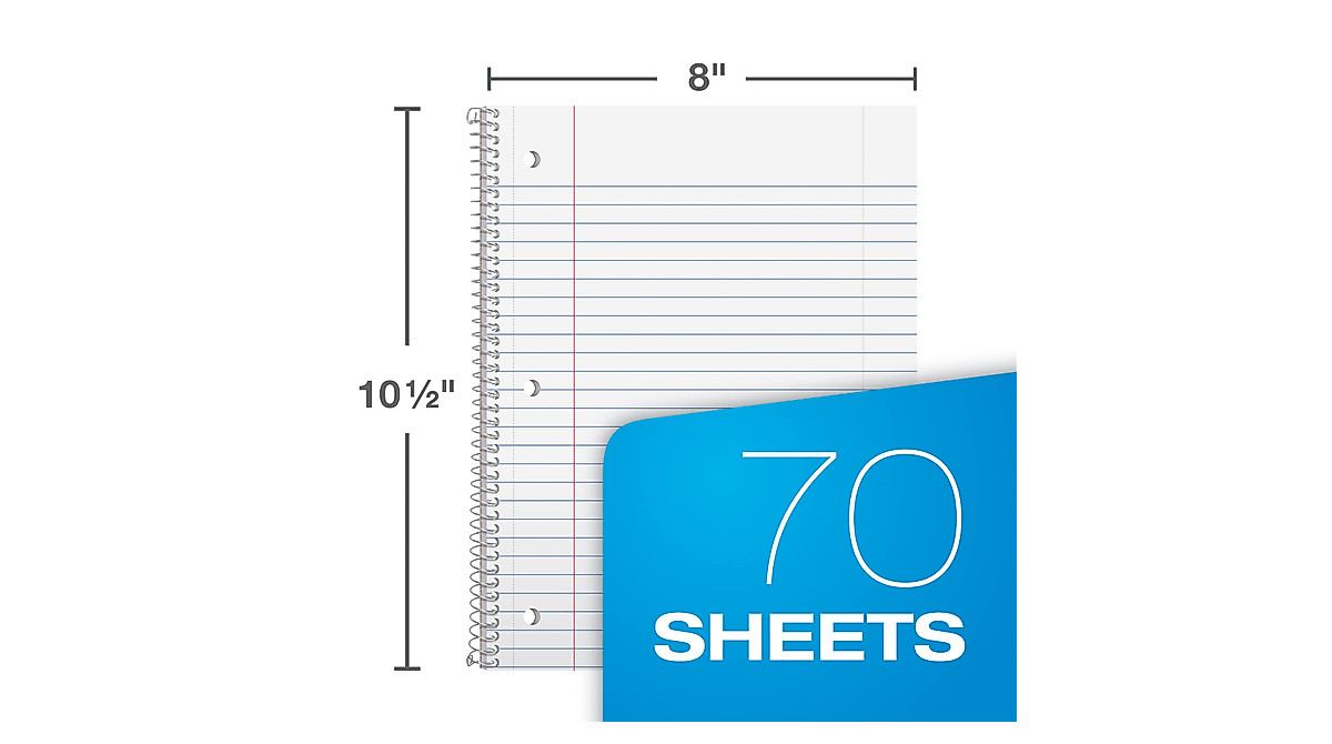 Oxford Spiral Notebook 6 Pack - Color-Coded Notes & Durable Design
