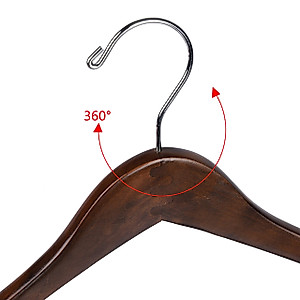Quality Hangers Wooden Hangers Beautiful Sturdy Suit Coat Curved Hangers Great for Travelers Heavy Duty Hanger with Locking Bar - Retro Finish (5)