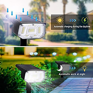 Solar Spot Lights Outdoor,AMZAVER 43 LED Solar Garden Pathway Lights, IP67 Waterproof Garden Light for Tree Flag,3 Lighting Modes Solar Powered Landscape Lights Wall Lights in One Landscape Spotlights