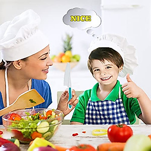 COZYMATE 6pcs Kids Wooden and Plastic Knife Set, Kids Safe Knife with Wood Kids Knife Resistant Gloves Cooking Knives Serrated Edges Toddler Knife Kids Plastic Knife for Kitchen Children