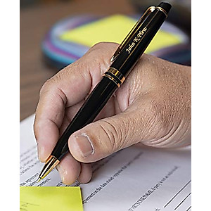 Dayspring Pens Personalized Waterman Pen | Engraved Waterman Expert Black with Gold Trim Ballpoint. Custom Engraved Gift Pen Personalized and Shipped