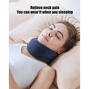 BLABOK Neck Brace for Sleeping - Cervical Collar Relief Neck Pain and Neck Support Soft Foam Wraps Keep Vertebrae Stable for Relief of Cervical Spine Pressure for Women & Men Blue(12.6-15.8 inch)