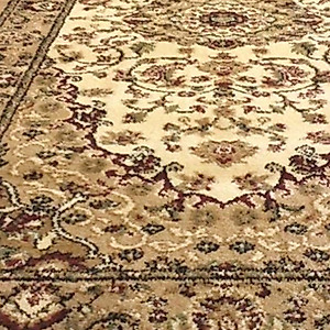 Flash Furniture Mersin Collection Persian Style Area Rug - Olefin Ivory Non-Shedding Fibers - 3' x 20' - Jute Backing - for Hallway, Entryway, Bedroom, Living Room