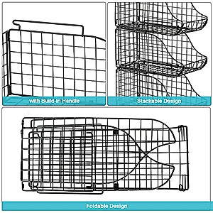 Standing Can Dispenser Bin 3-Pack, Stackable Beverage Drink Pop Soda Can Storage Organizer Basket with Handles, Foldable Canned Food Holder for Kitchen Pantry Countertop Cabinet Patent Pending
