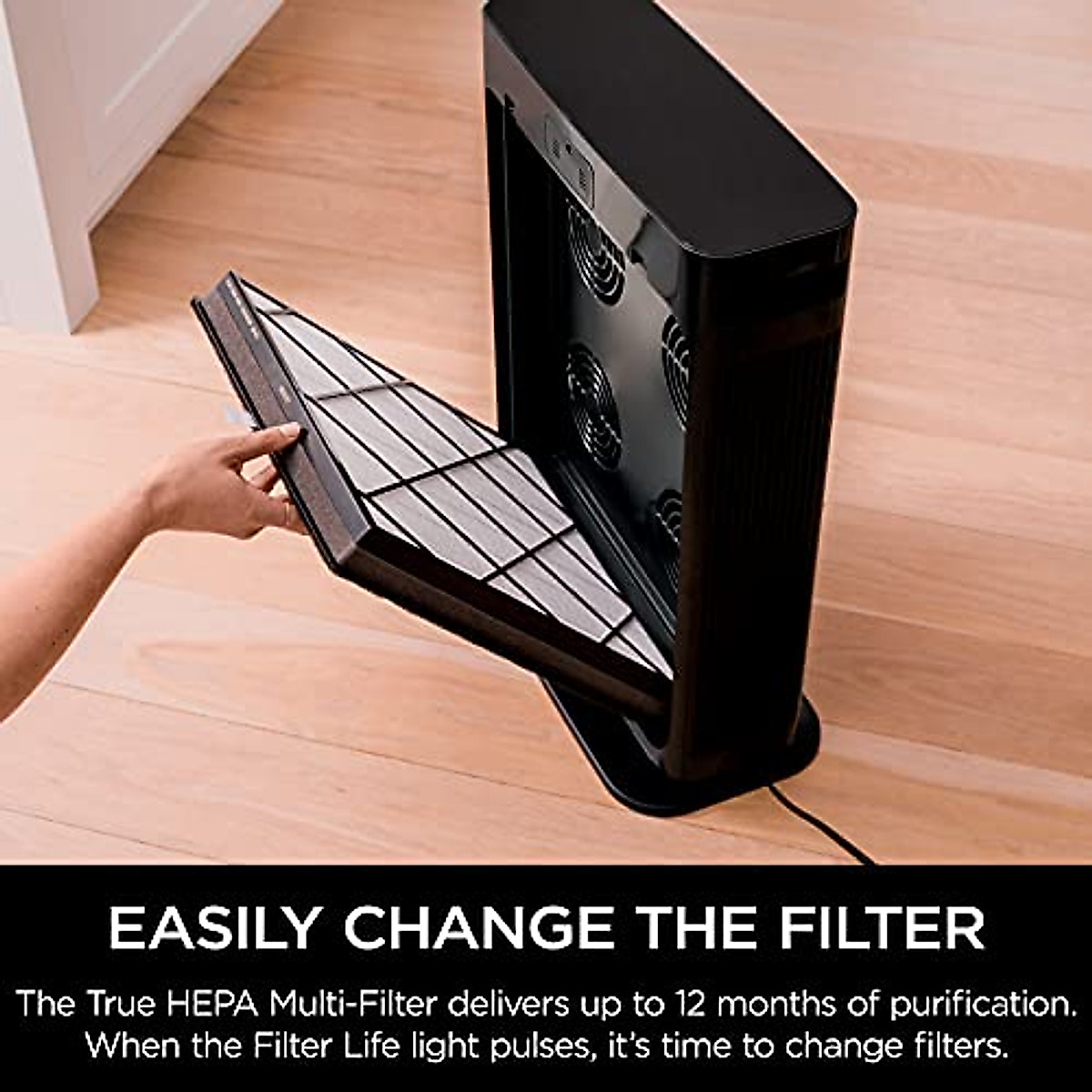 Shark HE402 Air Purifier 4 True HEPA Cleans up to 1000 Sq. Ft., Captures 99.98% of Particles, dust, allergens, Smoke, 0.1–0.2 microns, Advanced Odor Lock, Quiet, 4 Fan, Charcoal Gray