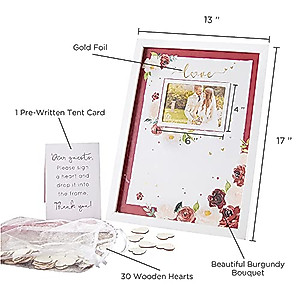 Kate Aspen Wedding Guest Book Alternative, Bridal Shower Guestbook Burgundy Blush Floral, One Size, Red