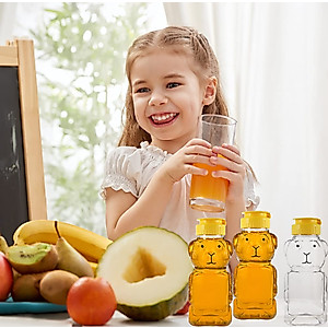 ALMOXVYE 20 Pack Plastic Honey Bottle, 6 Oz Bear Honey Jars Squeeze Honey Bottle with Flip-Top Caps for Storing and Dispensing Honey, Juice