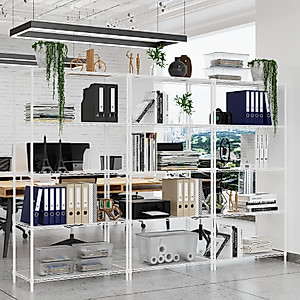 5 Tier NSF Metal Shelf Wire Shelving Unit, 1750lbs Capacity Heavy Duty Adjustable Storage Rack with Shelf Liners for Closet Kitchen Garage Basement Commercial Shelving, 72" H x 36" L x 16" D - White