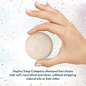 Naples Soap Company Solid Shampoo Bar for All Hair Types – Eco-Friendly, Free of Parabens, Alcohol, Pthalates – Handmade, pH Balanced, Hydrating Haircare, Lasts 50-75 Uses – Fragrance Free, 1.75 oz