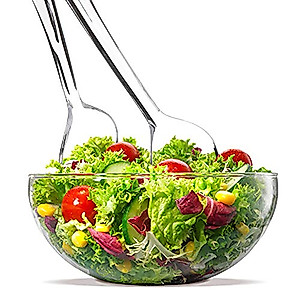 Srenta Clear Acrylic 2-in-1 Arc Salad Serving Tongs | BPA Free Plastic | Modern Salad Servers | Perfect Kitchen Tool For Catering, Buffet, Parties, Events, 2 Pcs