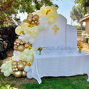 139PCS Sunflower Balloons Garland Kit with Artificial Sunflowers Yellow Balloons for Sunflower Theme Birthday Party Baby Shower