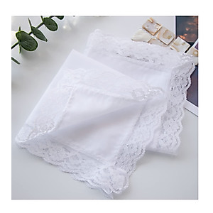 MileyMarla Ladies New Pretty Lace White Cotton Handkerchiefs Wedding Hankies Hanky