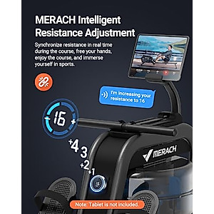 MERACH Water Magnetic Rowing Machine, Bluetooth Rower Machine with App Compatible and Dual Slide Rail, 350LB Max Weight, 16 Levels of Auto Resistance Feature, Rowing Machines for Home Use, R06