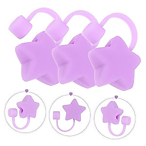 TENDYCOCO 3pcs Soft Rubber Straw Stopper Silicone Straw Tips Cover Straw Covers Cap Rubber Straws Tips Lovely Straws Tip Straw Tips Lid Purple Protective Cover -