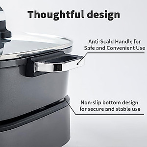 AUTUCU Hot Pot Electric 6.5 Quart | 8-in-1 Multi-Cooker with Safe Nonstick Coating, Three Level Power | Timer, up to 60 Minutes