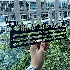 THELSTUDIOS Rustic Home Decor, Custom Medal Hanger Metal Sign, Personalized Medal Hanger Display, 12 Rungs For Medal, Sports Medal Hanger For Winner