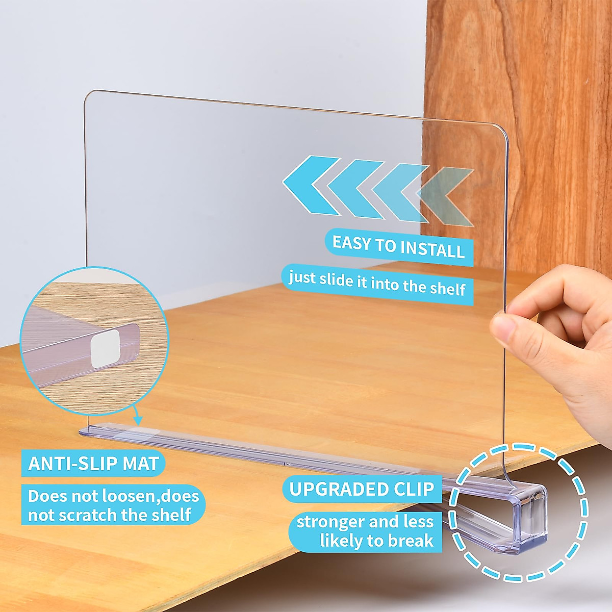 Acrylic Shelf Dividers for Closet Organization, Closet Organizers and Storage Closet Shelf Organizer Towel Organizer for Bedroom Kitchen Office Closet Bathroom 6 Pack