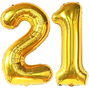 KatchOn, Giant Gold Number 21 Balloon - Pack of 3 | Gold 21 Birthday Balloon, 21st Birthday Backdrop | Happy 21st Birthday Banner Black and Gold for Happy 21st Birthday Decorations for Him