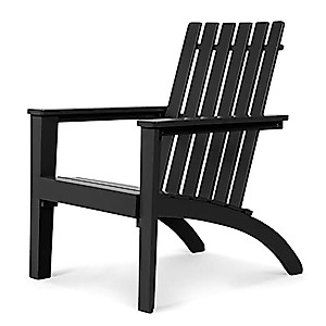 Tangkula Adirondack Chair Acacia Wood Outdoor Armchairs, Weather Resistant for Patio Garden Backyard Deck Fire Pit, Lawn Porch Furniture & Lawn Seating, Campfire Chairs, Adirondack Lounger (2, Black)