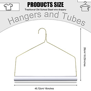 Didaey 20 Pcs Gold Dry Cleaner Hangers 18" Drapery Hanger and Tubes Tablecloth Hangers Blanket Hanger Drapery Hangers with Strong 10.5 Gauge Wire for Heavy Items