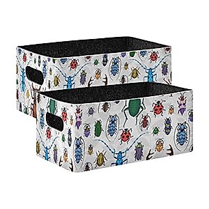 Colored Beetles Bugs Storage Basket Felt Storage Bin Collapsible Towel Storage Decorative Baskets Organizer for Clothes Towels Magazine