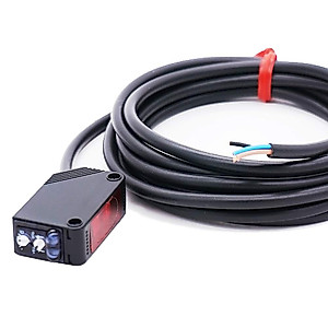 Twidec/ 0-2M Adjustable Indoor Wall Mounted Photoelectric Beam Sensor NPN (NO Or NC Switchable) photoelectric Sensor Switch Proximity Switch 2m line Cable Induction with Reflector Panel E3Z-R61-Z-G