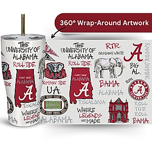 University of Alabama 30oz Stainless Steel 3D Icon Travel Mug– High Performance Double-Walled Thermos w/Convertible Lid & Straw – Insulated Decorative NCAA Beverage Tumbler – For Hot or Cold Drinks
