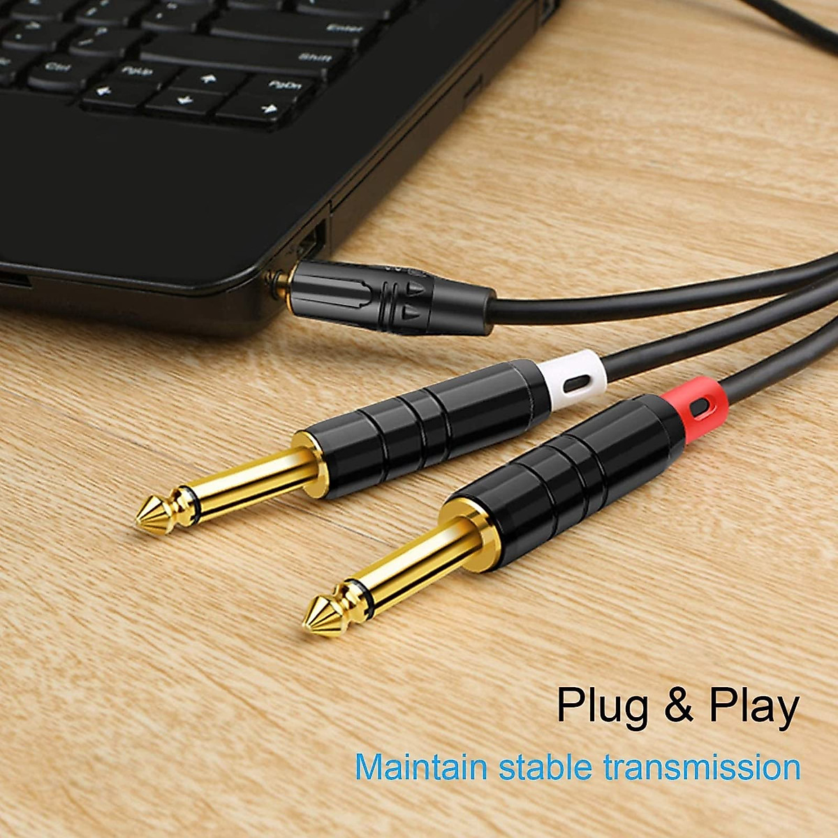 CableCreation 3 FT 3.5mm 1/8" TRS to 2 x 6.35mm 1/4" TS Mono Y Cable Splitter Cable Compatible with iPhone, iPod,Laptop,CD Players,Power Amplifier,Mixer, Home Stereo Systems,1 Meter/Black