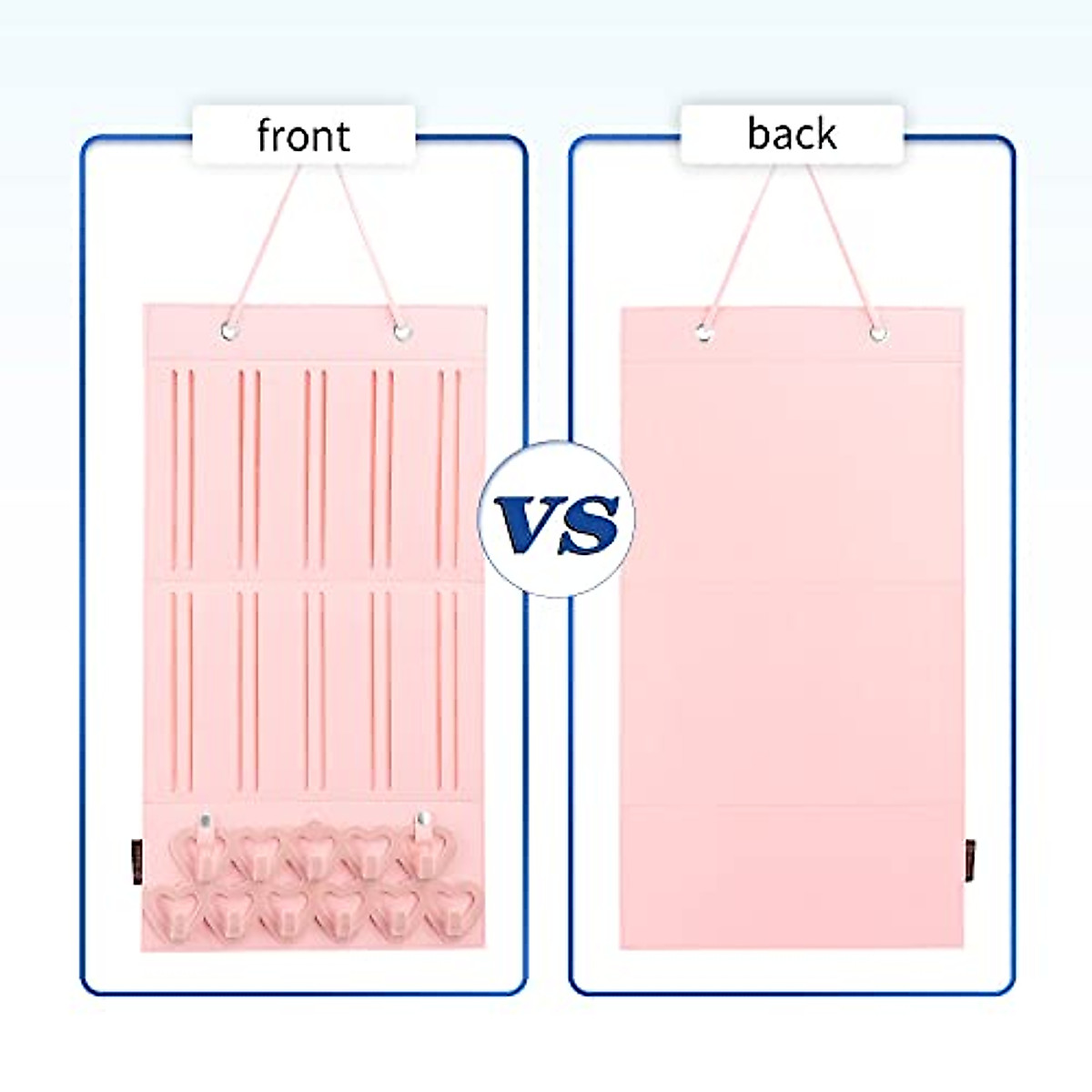 PACMAXI Hair Bows Holder for Baby Girl, Hair Clips Storage Hanger Hair Bows Organizer Storage w/ Heart-Shape Velvet Hangers, Baby Hair Headband Wall Display Stand (Pink)