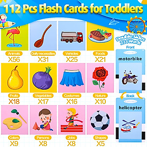 Talking Flash Cards 224 Words, Preschool Learning Toy for Toddlers, Educational Speech Therapy Toys for 2 3 4 6 Years Old Boys Girls, Birthday Gifts Preschool Reading Device for Baby Kids