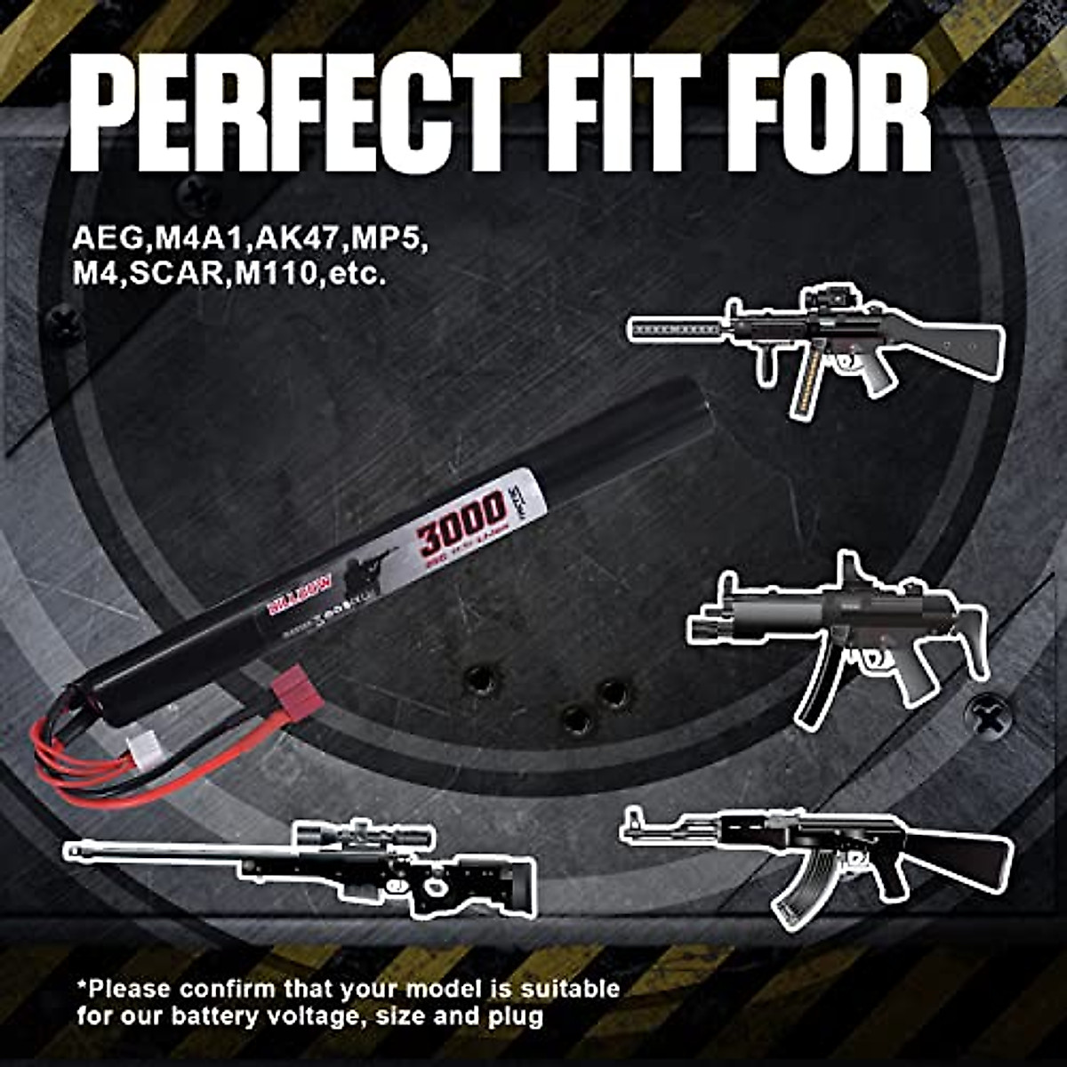 Hilldow 11.1V Airsoft Battery 3000mAh 20C Rechargeable Stick Pack Batteries High Performance Compatible with Deans/T Plug for Airsoft Guns Rifle Model