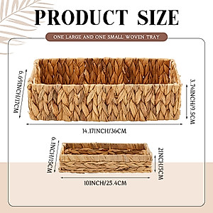 Teenyyou Wicker Toilet Tank Basket Topper and Vanity Tray Set Decorative Rattan Vanity Tray Toilet Tank Tray Wicker Storage Basket Countertop Toilet Tank Tray for Paper Hand Towel Bathroom,Home,spa