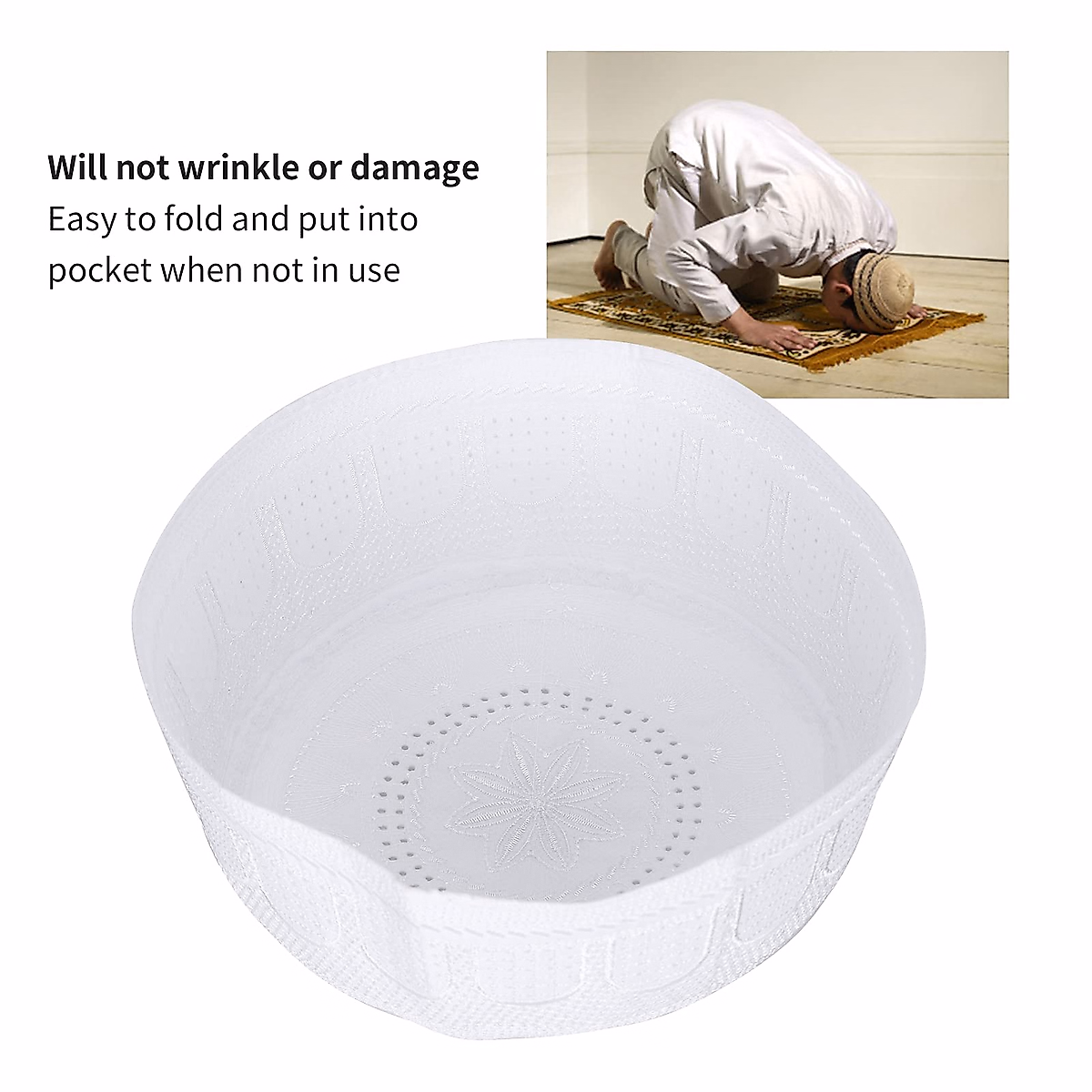 Shanrya Muslim Prayer Hat, Muslim Hat Saudi Arabia Headwear for Daily Wear for Prayer for Men for Women