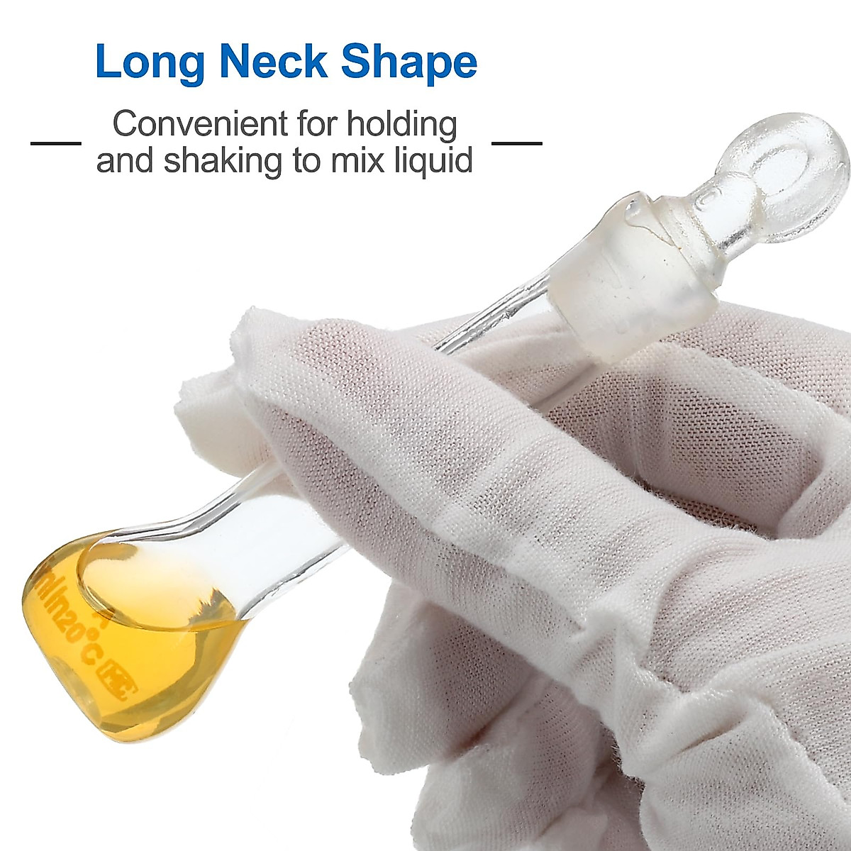 PATIKIL 5ml Volumetric Flask, 10Pcs 3.3 Borosilicate Glass Graduated Volumetric Measuring Flask with Glass Stopper Tolerance 0.22ml for Lab Experiment, Clear