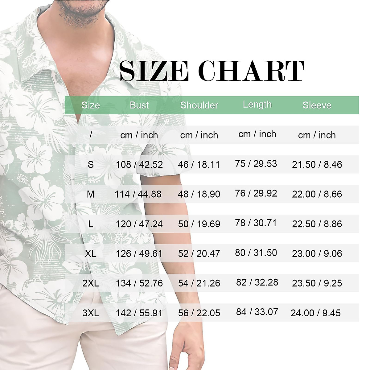 Men's Novelty Hawaiian Floral Shirt Summer Casual Button Down Tropical Holiday Beach Shirts Green