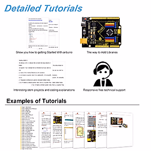 KEYESTUDIO Starter Kit for Arduino with Plus Controller Board,28 Programming Projects Tutorial,Compatible with Arduino IDE,DIY Electronics Kit for Beginners Kids Adults
