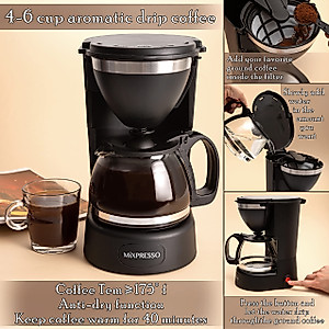 Mixpresso 5-Cup Drip Coffee Maker, Coffee Pot Machine Including Reusable & Removable Coffee Filter, Small Coffee Maker, 25 oz Electric Coffee Maker 650w Black Coffee Maker