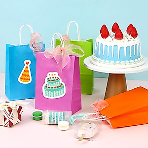 Moretoes 36pcs Paper Gift Bags, 5.9 x 3.15 x 8.25 Inch Party Favor Bags, Small Goodie Bags Gift Bags with Handles for Kids Birthday, Shower, Crafts, Christmas Party Supplies (6 Colors)