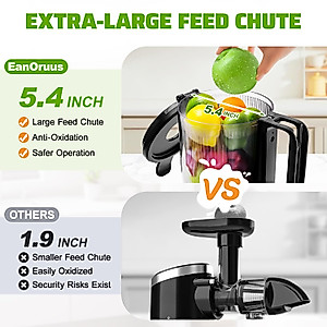 Cold Press Juicer, 400w Slow Juicer Machines with 5.4" Wide Feed Chute, Masticating Juicer with High Juice Yield for Whole Vegetables & Fruits