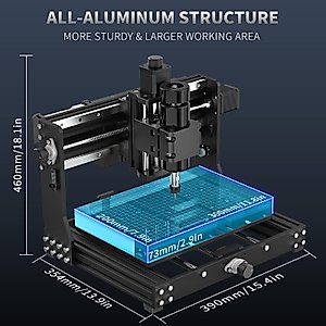 500W CNC Router Machine, MYSWEETY 3020 PLUS CNC Wood Router 3 Axis Desktop CNC Machine for Metal Wood Acrylic MDF with Limit Switches, Emergency-Stop, Working Area 300*200*73 mm(11.81*7.87*2.87 inch)