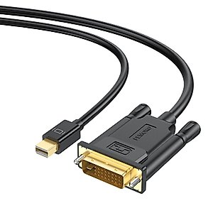FEMORO Mini DisplayPort to DVI Cable 3FT, Mini DP Display Port to DVI Cord Adapter Male to Male (Thunderbolt and Thunderbolt 2 Port Compatible) Black