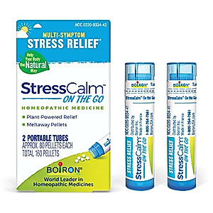 Boiron StressCalm On The Go for Relief of Stress, Anxiousness, Nervousness, Irritability, and Fatigue - 2 Count (160 Pellets)