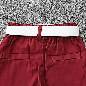 Mubineo Toddler Little Boy Kids Summer Floral Shirt Bermuda Shorts Outfit Set Clothes (White/Red, 3T)