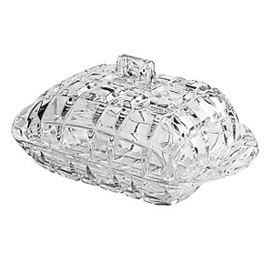 Butter Dish - Cheese Dish - Covered - Cut Crystal Glass - Rectangular - 6.8" Length - Made in Europe - by Barski